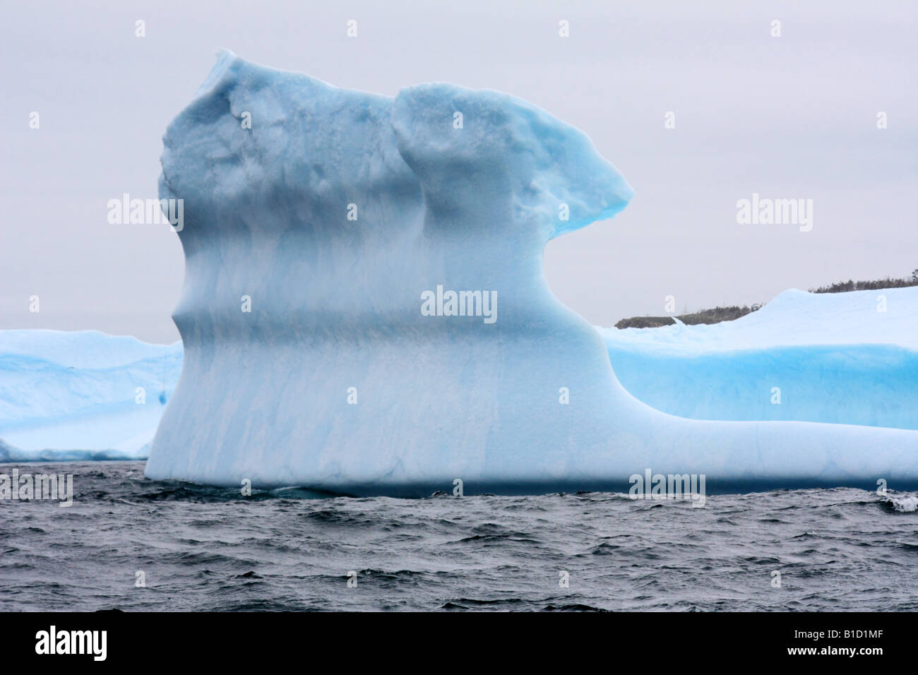 Giant icebergs floating on choppy Atlantic ocean off Newfoundland coast ...
