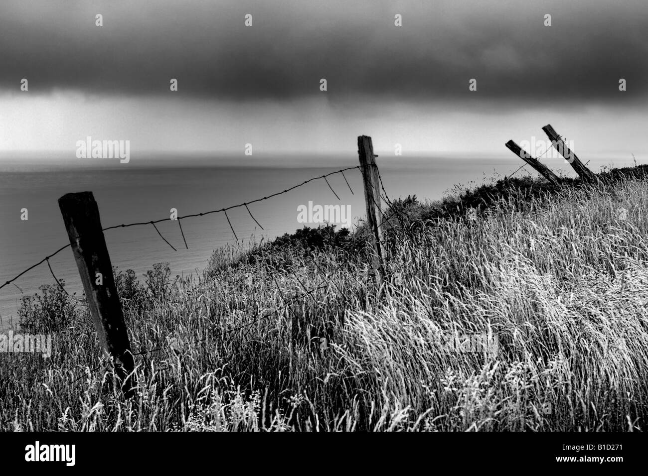 Bad weather approaching. Shot on a mid Wales cliff top in the rain at ...