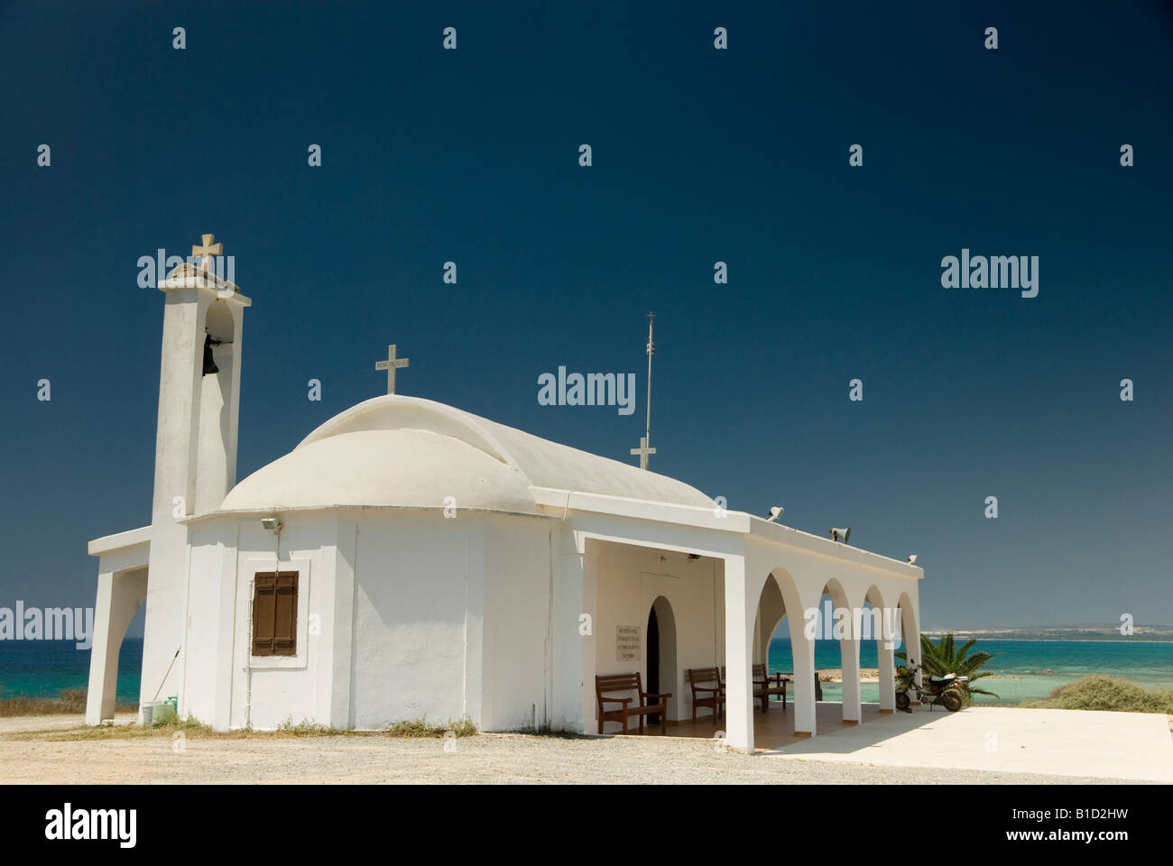 Greek Orthodox Church Standing on the Beachfront at Agia Thekla Cyprus ...