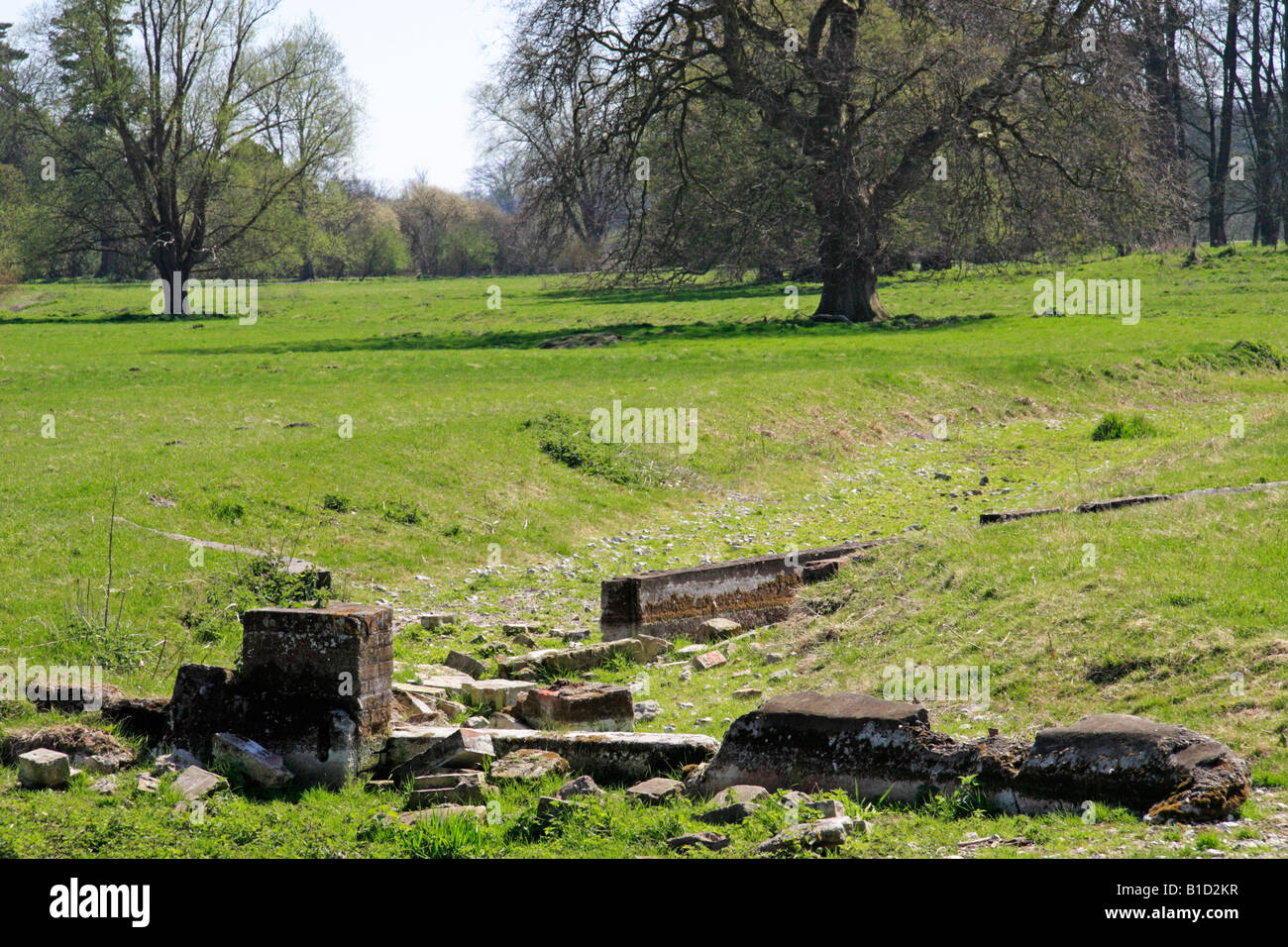 Ruined brickwork in dry bed of stream Stock Photo - Alamy