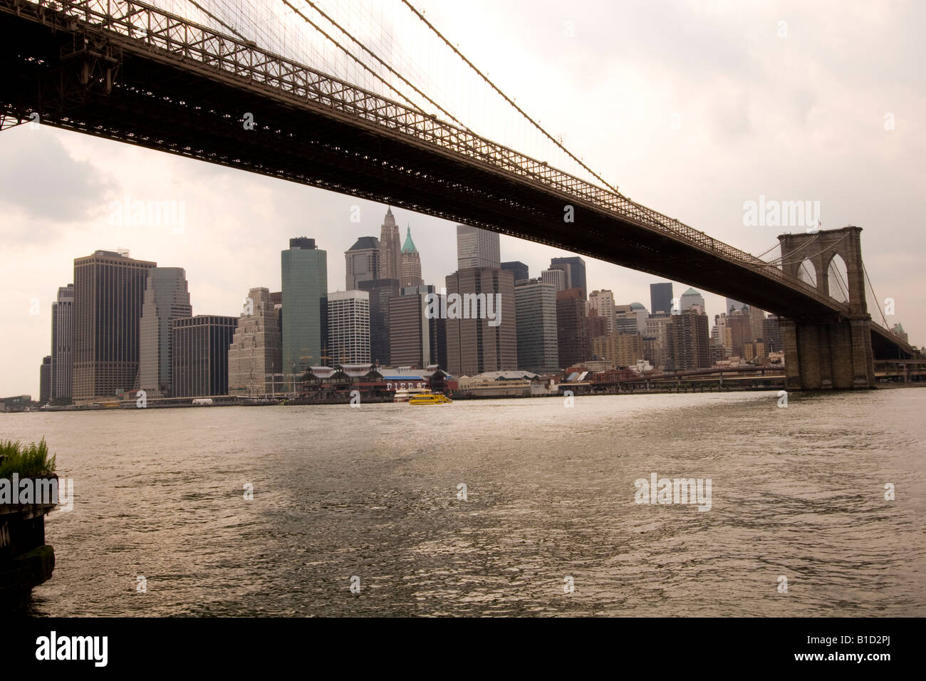 Brooklyn Bridge as seen from Empire Fulton Ferry Park, Brooklyn Stock ...