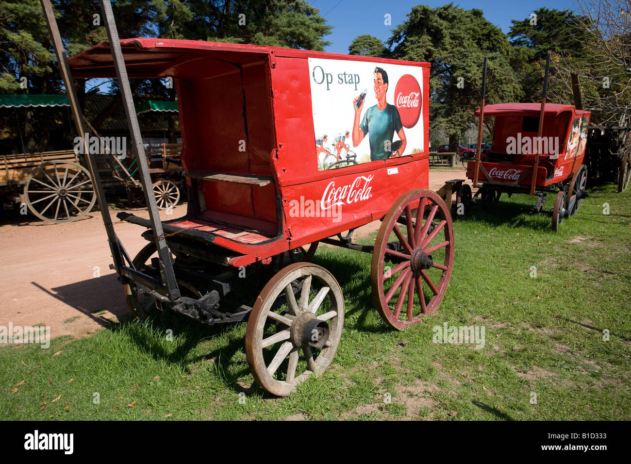 A vintage Coca cola covered wagon in exposition Stock Photo - Alamy