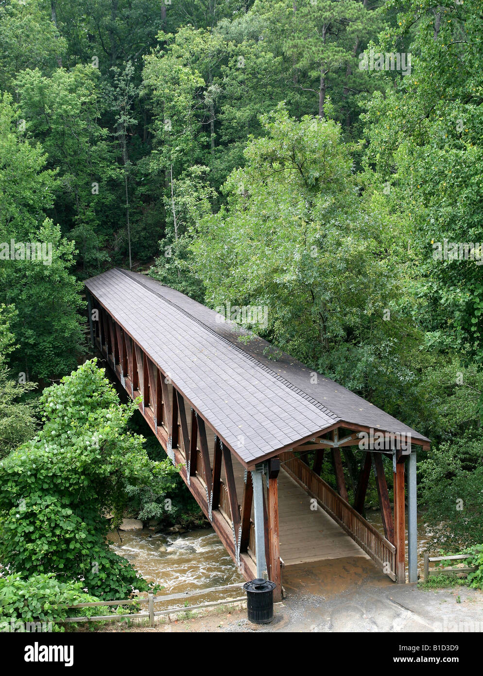 An view of an old wooden bridge from above Stock Photo - Alamy