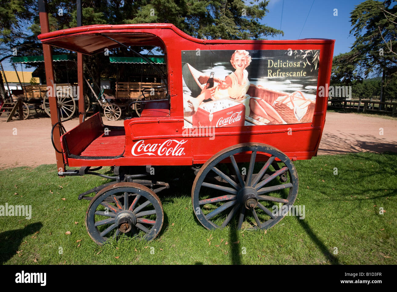 A vintage Coca cola covered wagon in exposition Stock Photo - Alamy