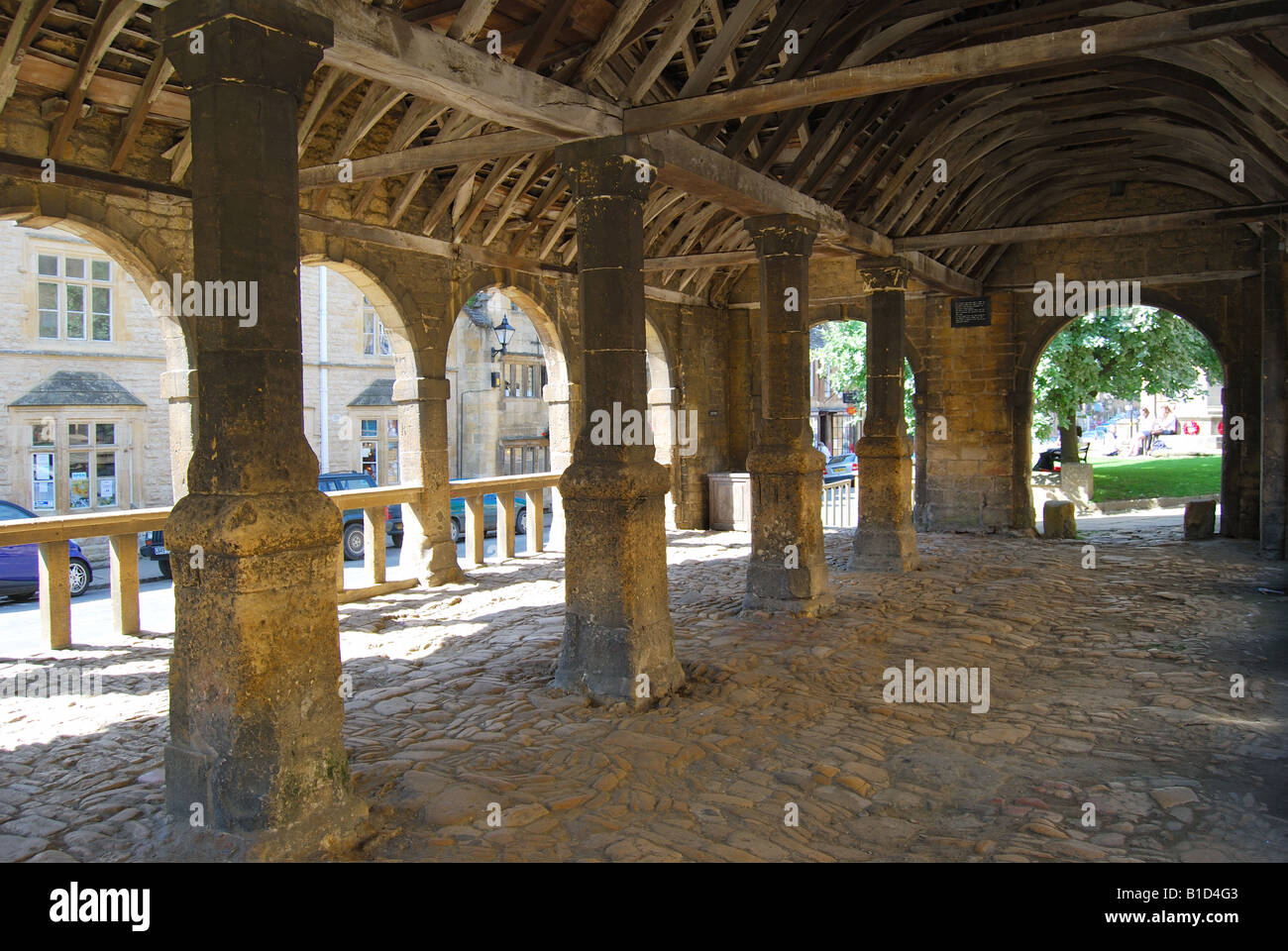 Medieval Market Hall interior, High Street, Chipping Campden ...