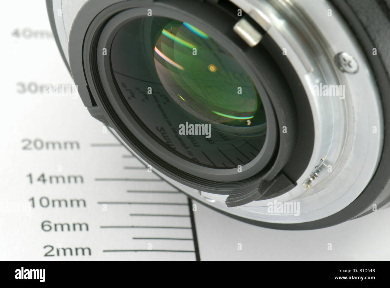 Lens and the page of the focus test Stock Photo - Alamy