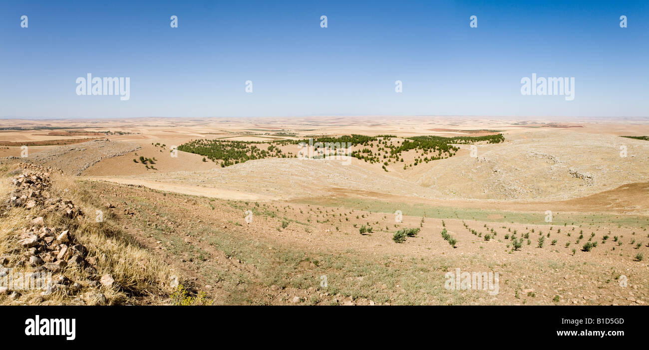 Panorama of ancient walls at The Neolithic site of Gobekli Tepe in ...