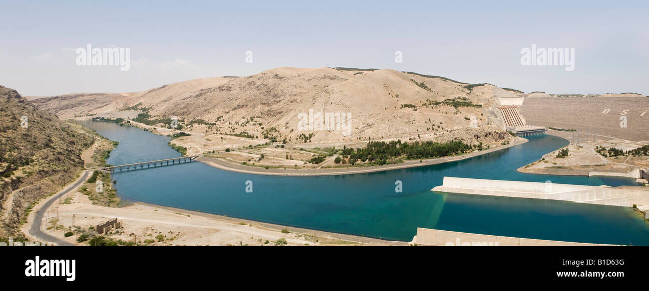 Panorama of the Southeast Anatolian Project of the Ataturk Dam near the ...