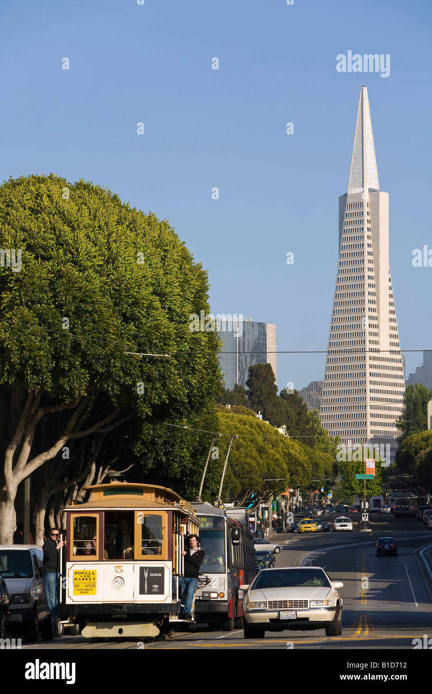 Columbus Ave North Beach Transamerica Building cable car San Francisco ...
