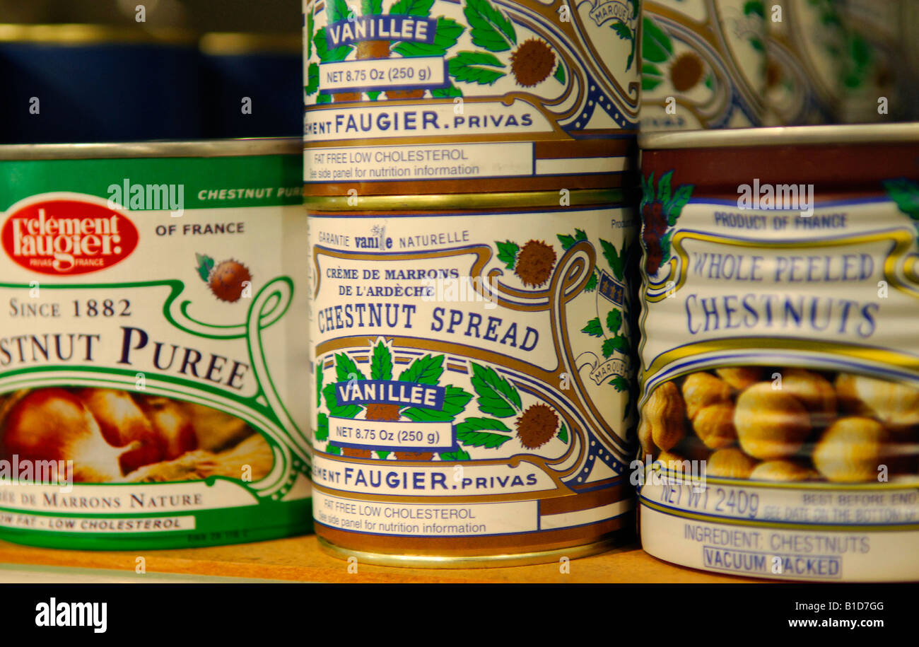 French canned chestnut products for sale Stock Photo - Alamy