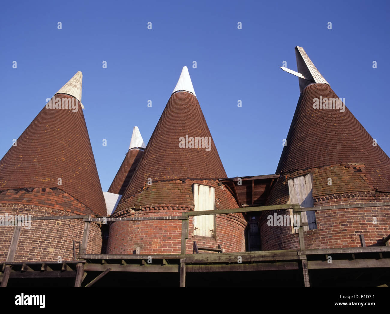 Oast house heritage building close up of historical old fashioned ...
