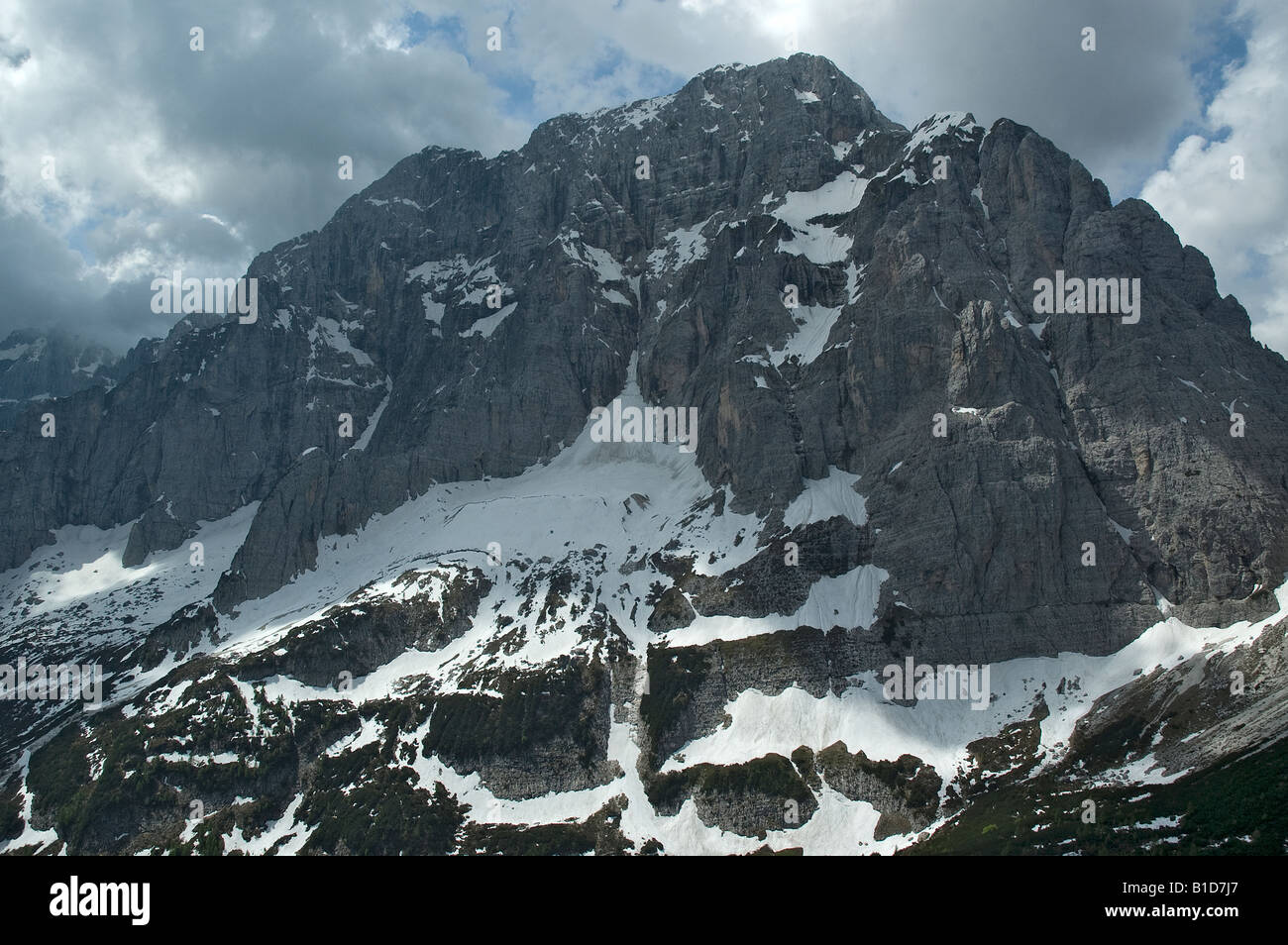 The north face of Jof di Montasio mount in the Julian Alps Stock Photo ...