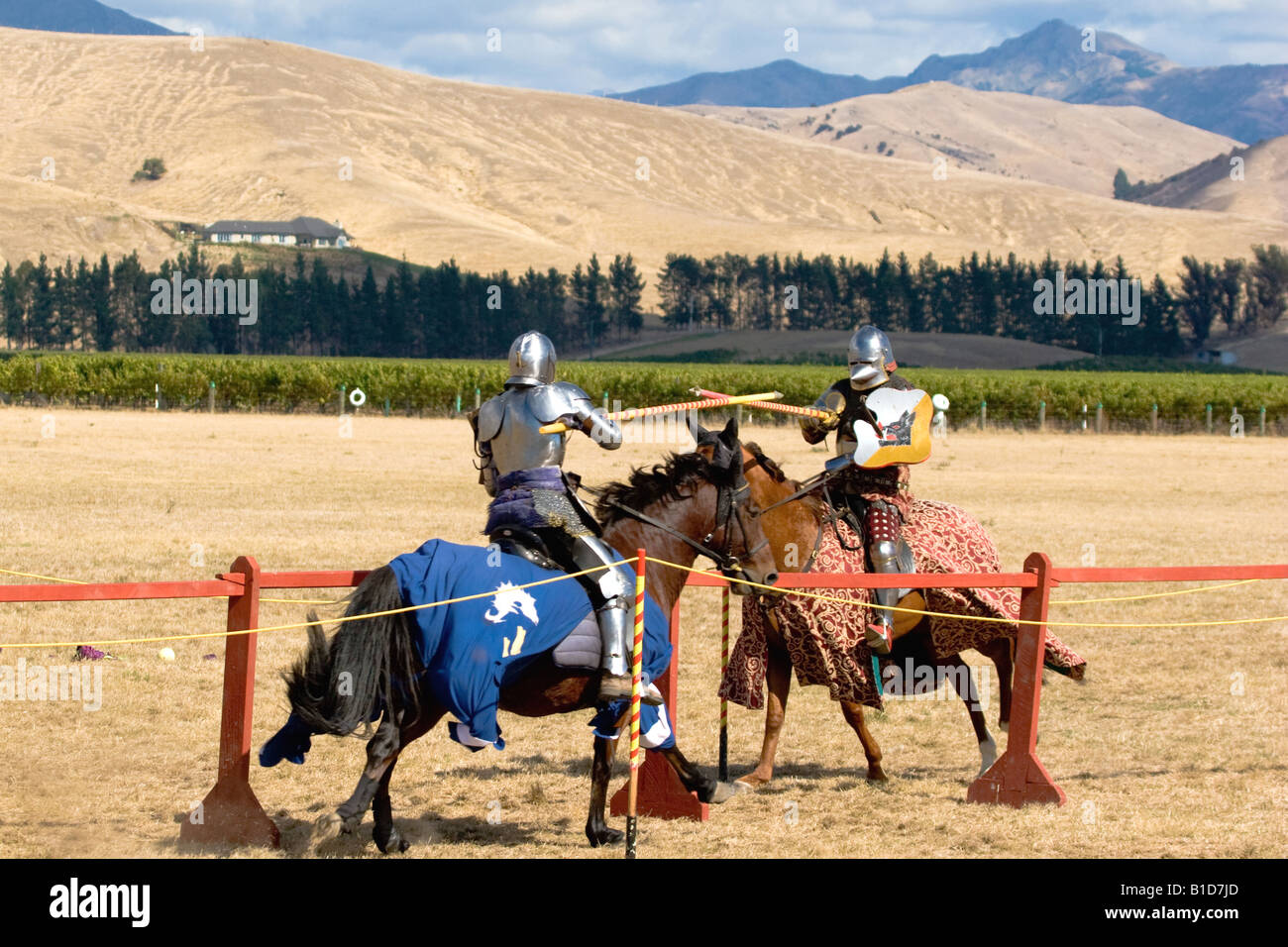 Knight's jousting reinactment during lunch break at Classic Fighters ...
