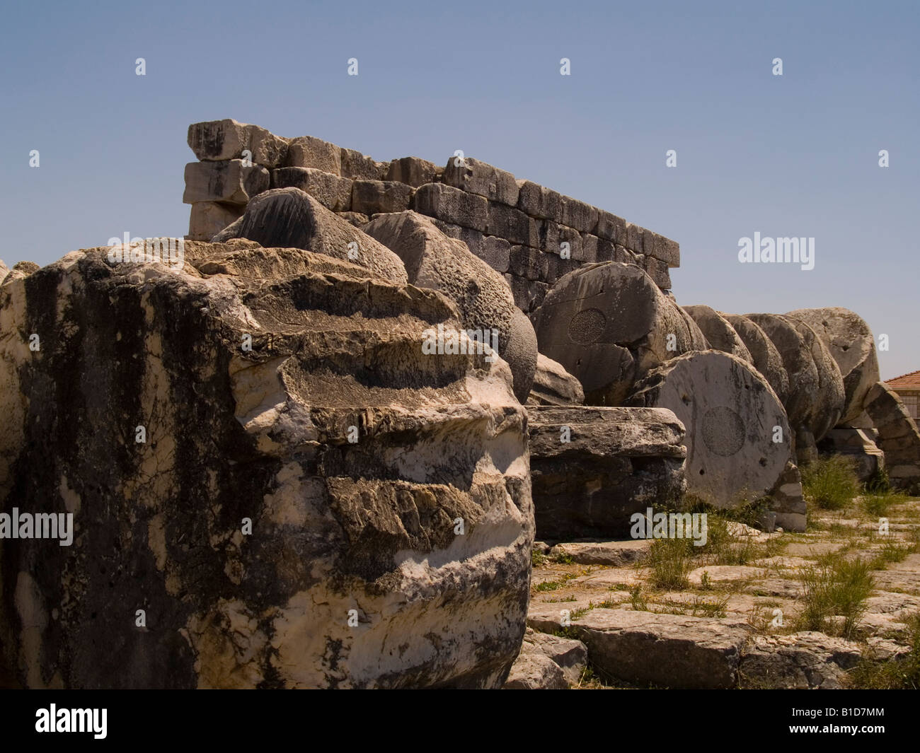 Fallen Column at the Temple of Apollo, Didim, Turkey Stock Photo - Alamy