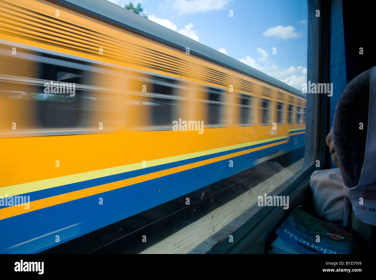 Indonesia Java island Fast train from Yogyakarta to Jakarta Stock Photo ...