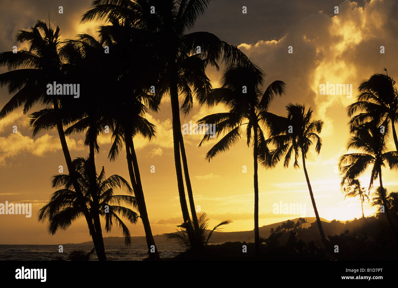 Poipu Beach Sunset, Kauai, Hawaii Stock Photo - Alamy