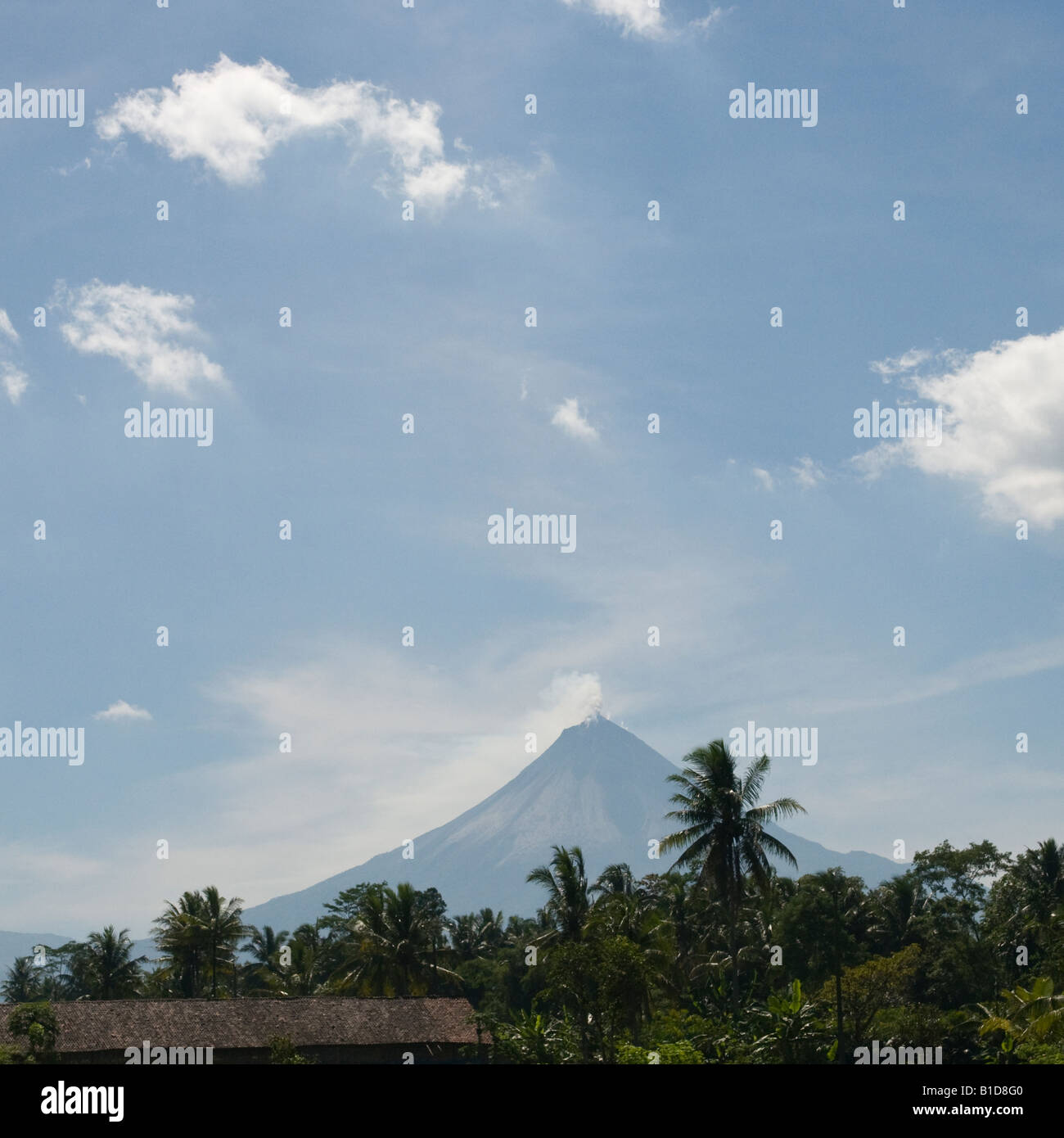 Indonesia Java island Merapati volcano view of smoking volcano with ...