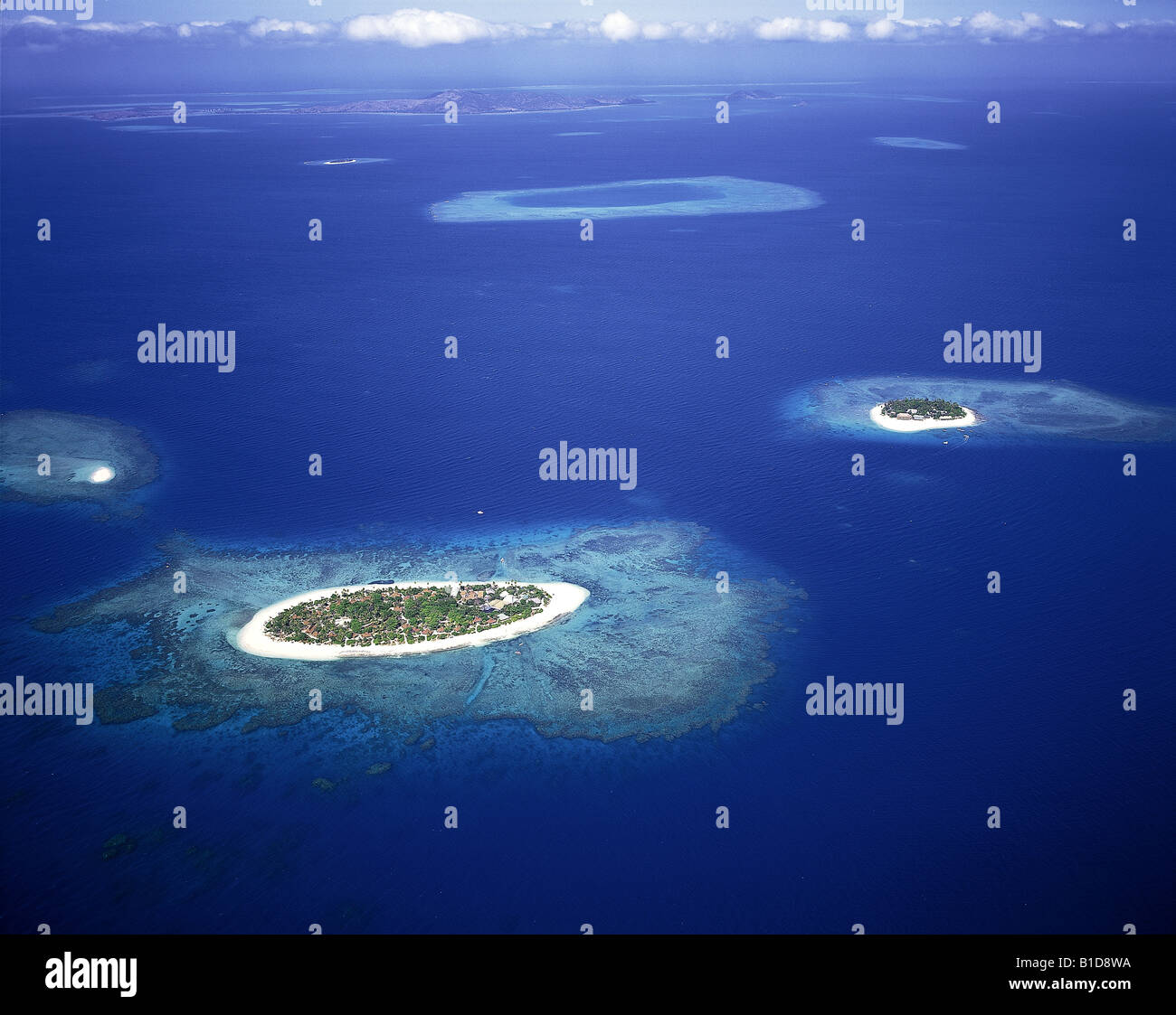 Aerial view of Treasure and Beachcomber Islands Fiji Stock Photo - Alamy