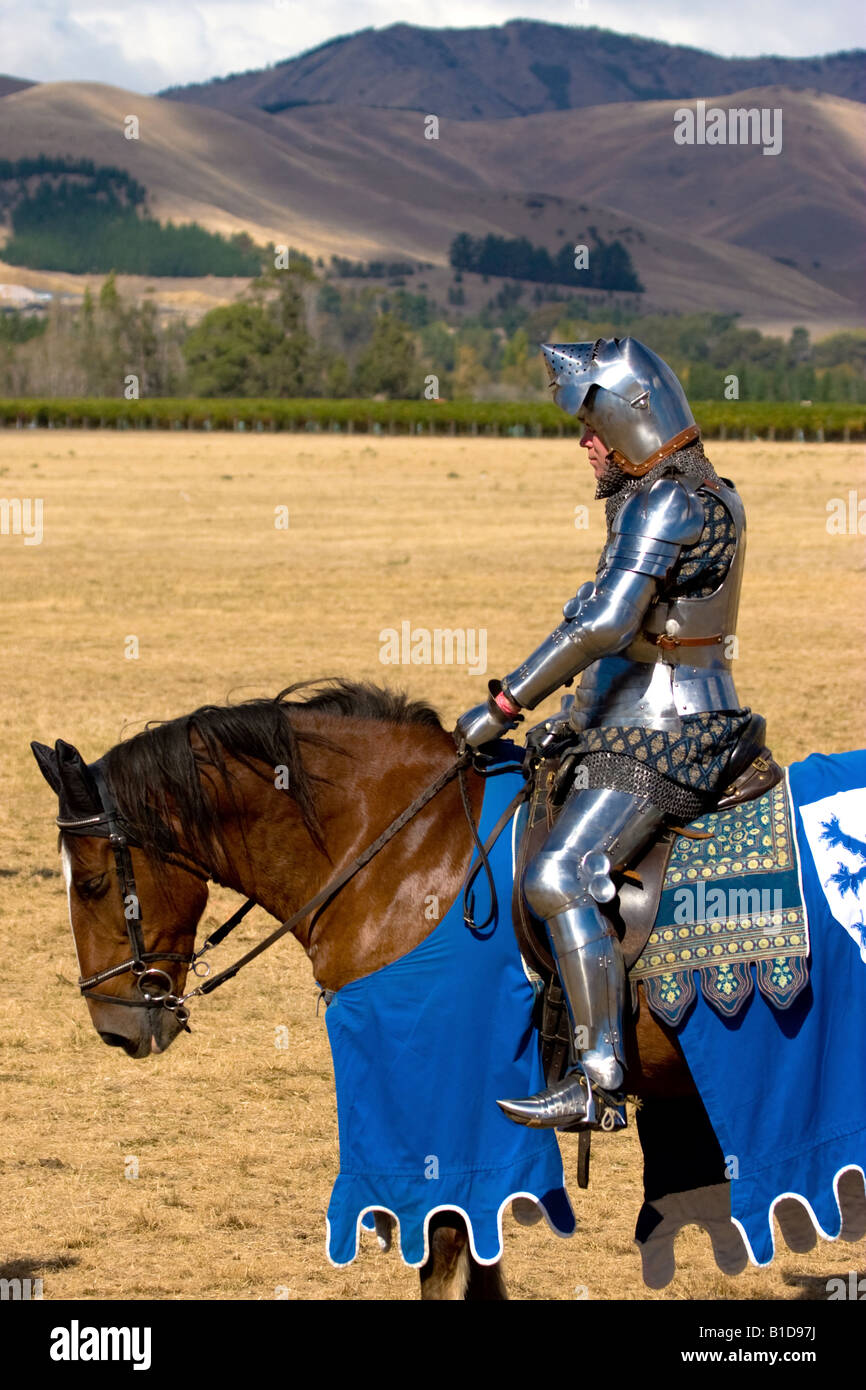 Knight preparing for jousting reinactment during lunch break at Classic ...