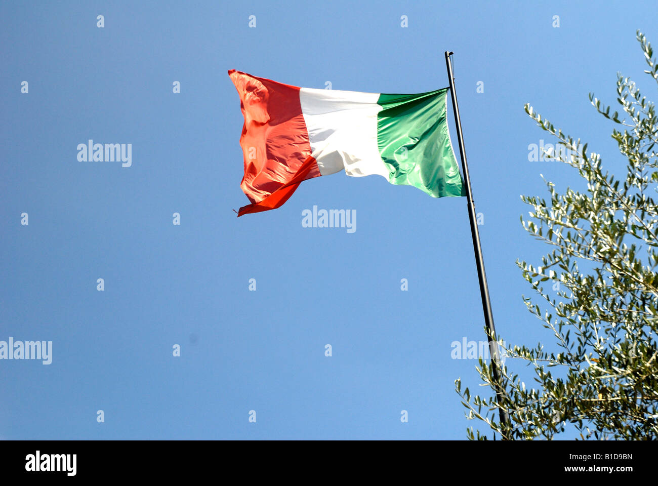 Italian flag at Il Vittoriale house and gardens at Gardone Riviera on ...