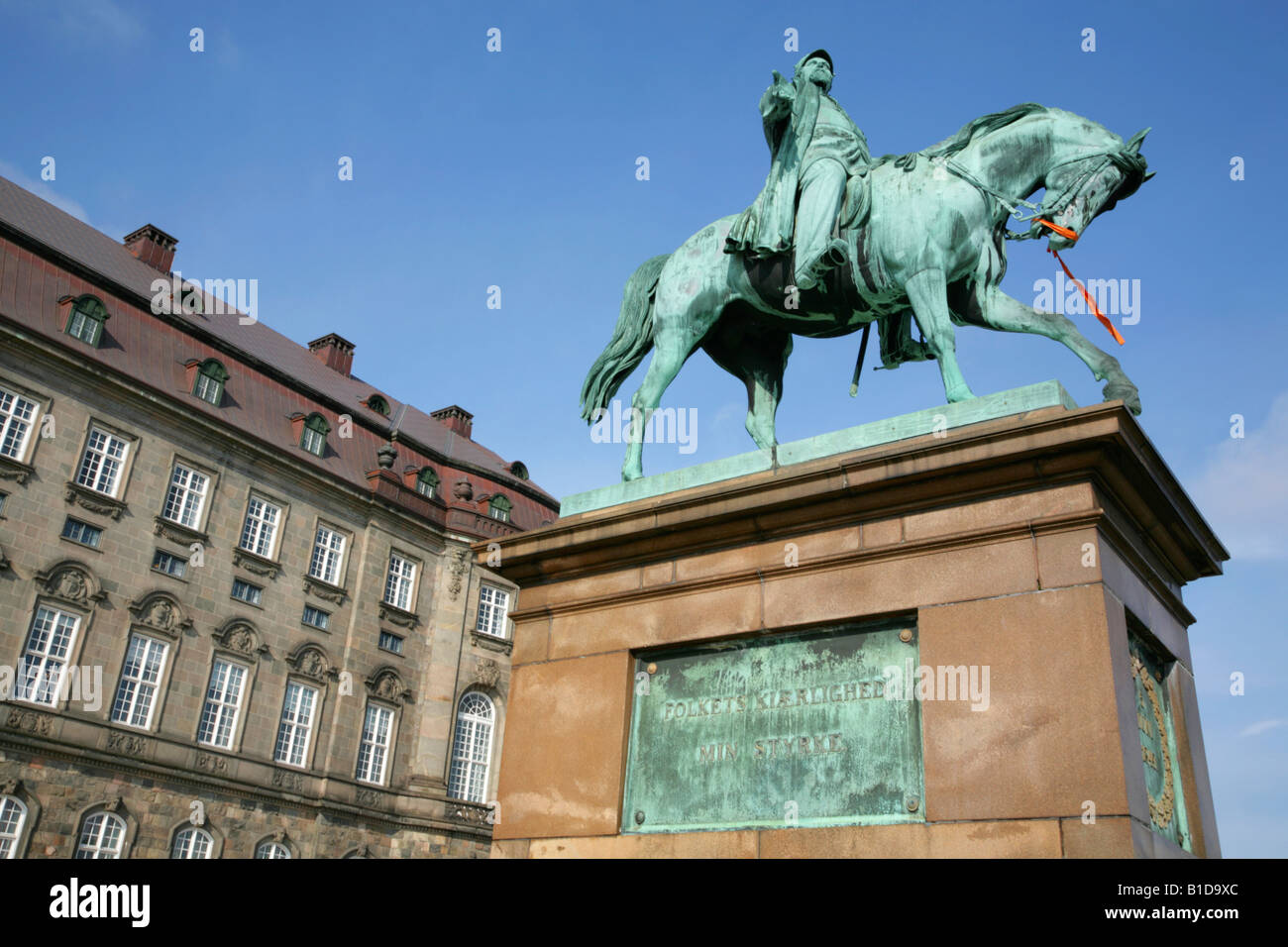 Statue outside the State Parliament or Folketinget, Christiansborg ...