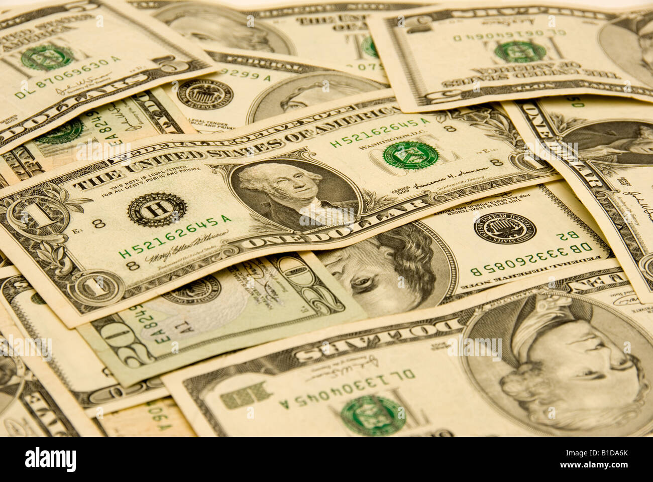 Lots of US dollar money banknotes - background Stock Photo - Alamy