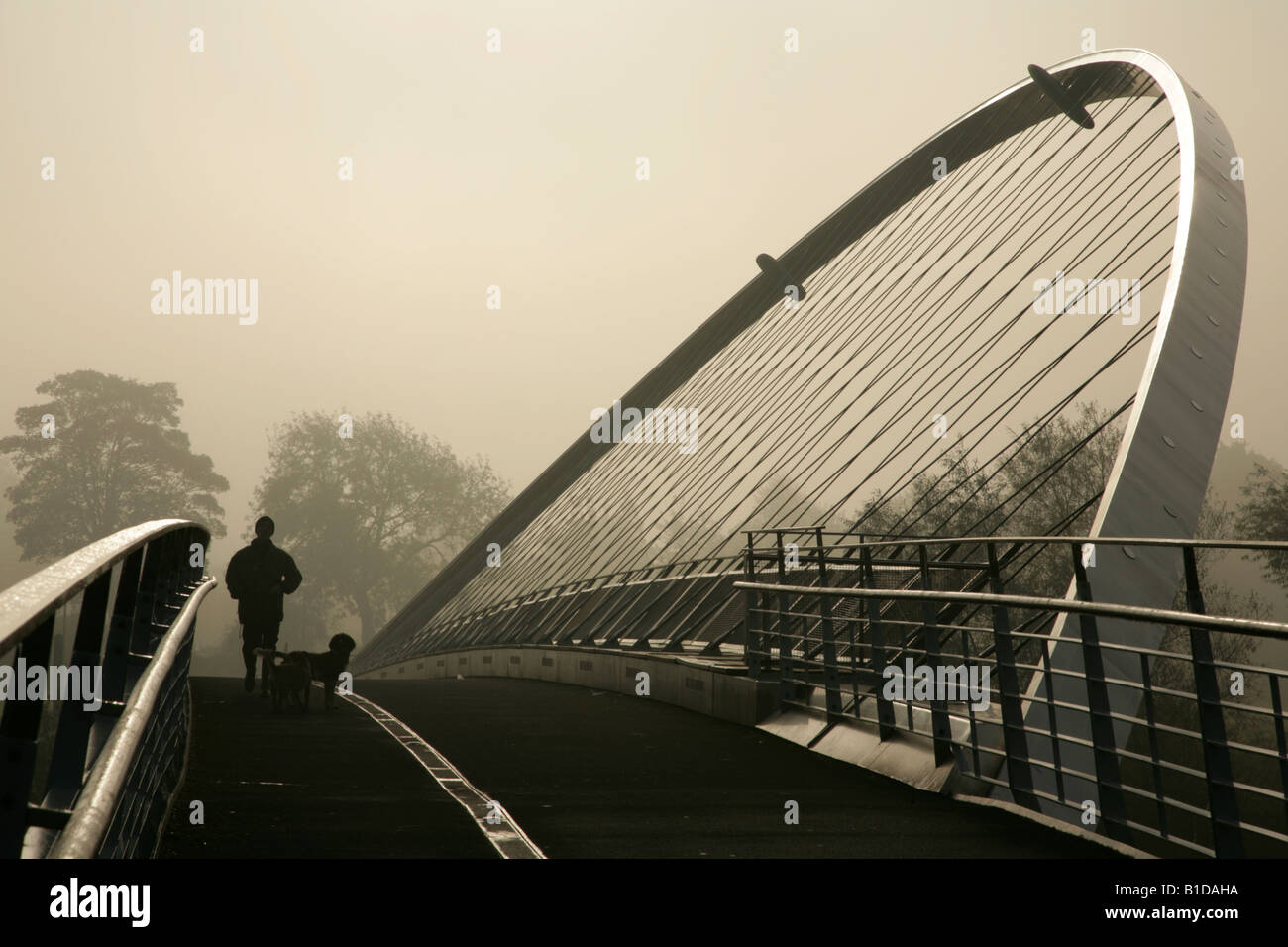 The new Millennium Bridge, York, North Yorkshire, England on a misty ...