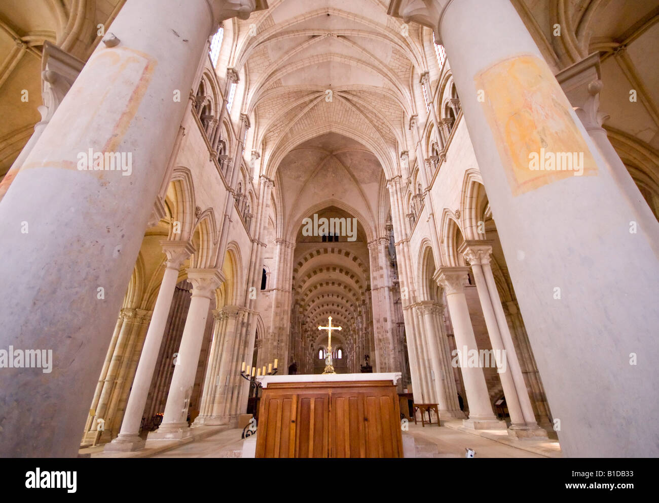 Interior of a French cathedral facing the altar Stock Photo - Alamy