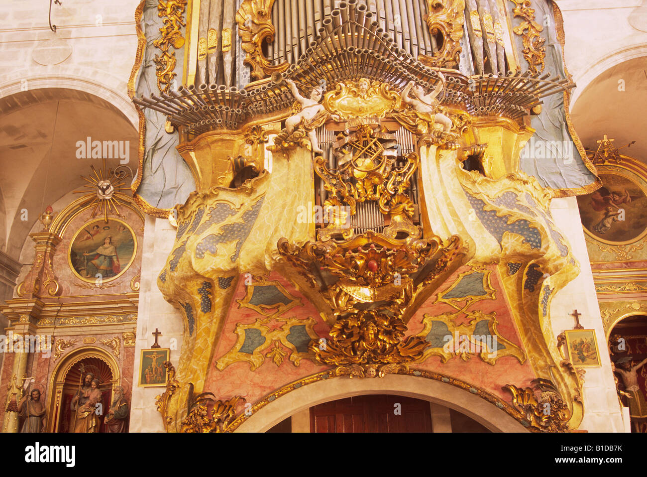 Detail of the 18th Century Rococo Organ in Santanyi Majorca Stock Photo ...