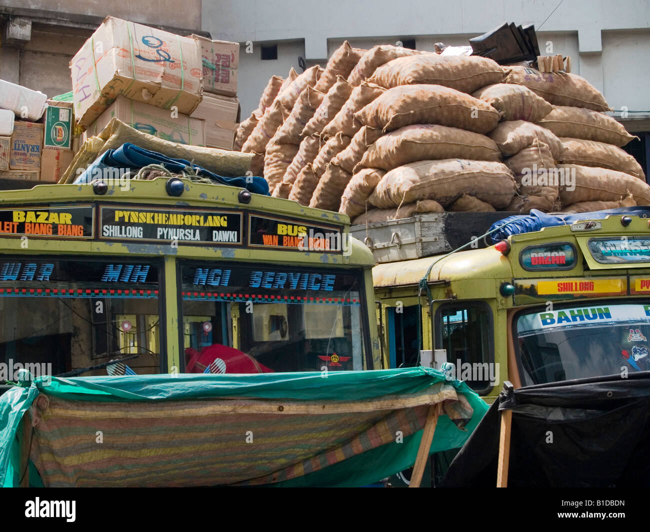 overloaded buses in Shillong town Meghalaya State in India Stock Photo ...