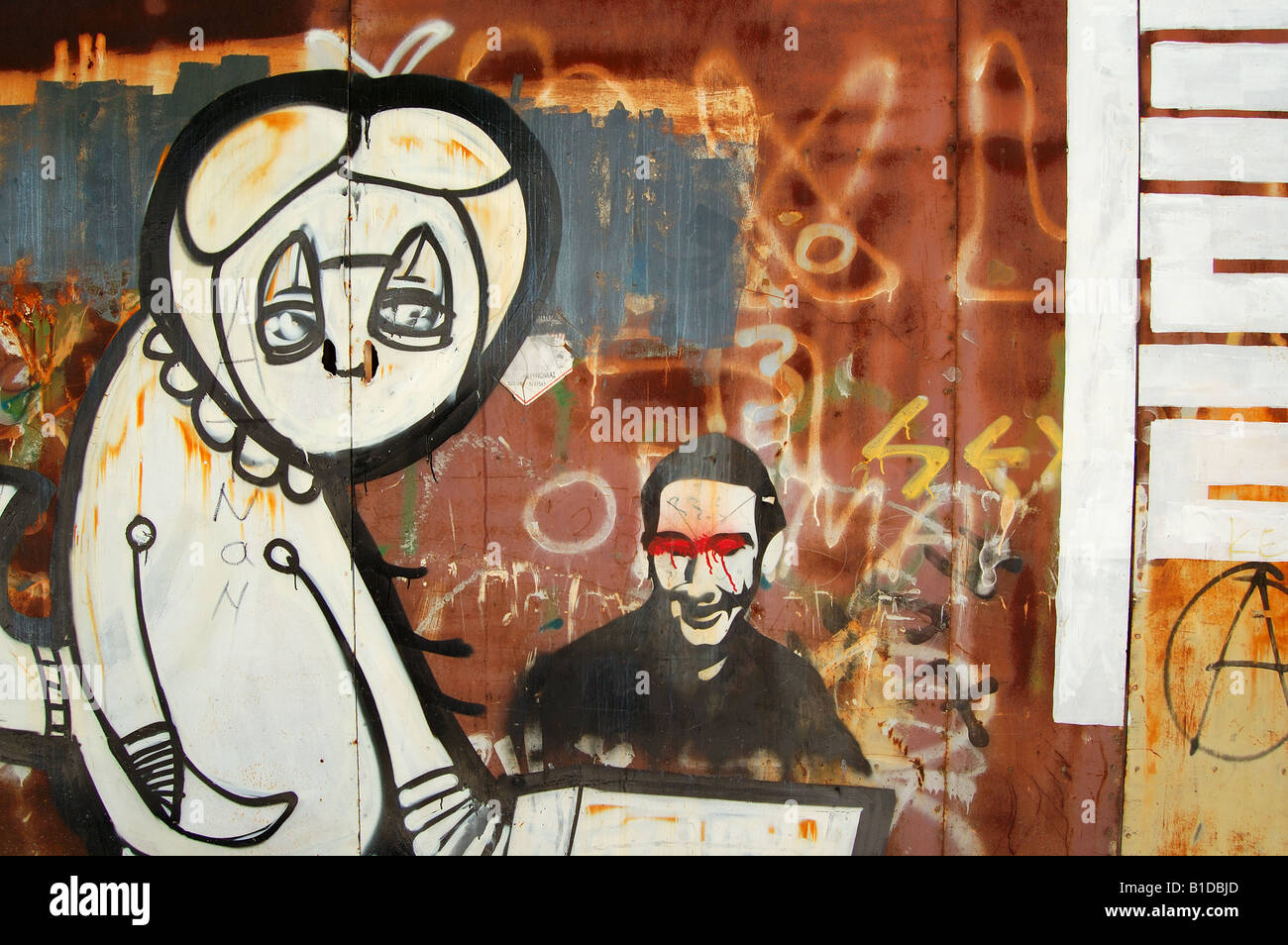 Graffiti on a rusty metal surface. Urban street art background Stock ...