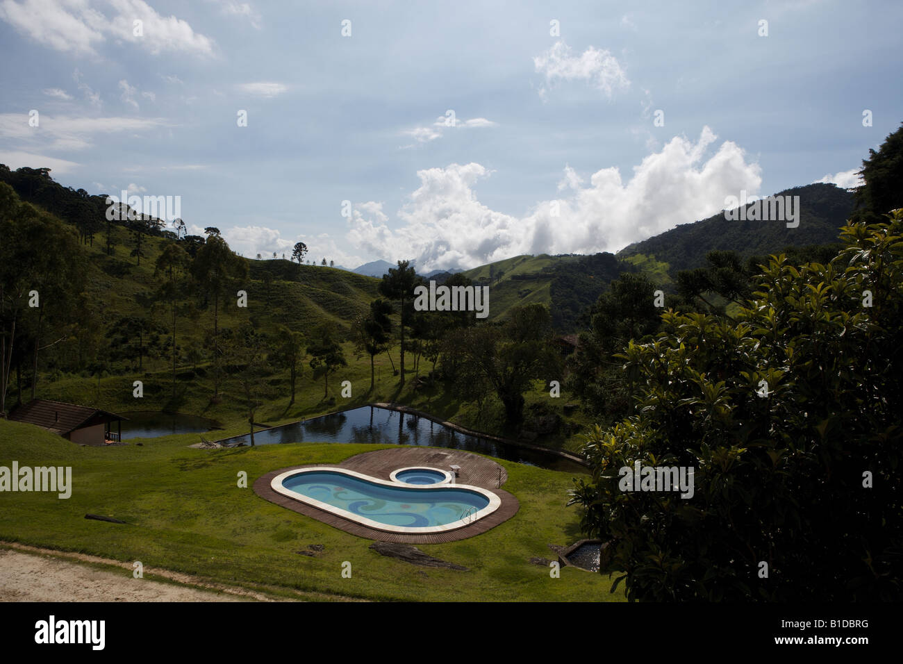 swimming pool in the countryside Stock Photo - Alamy