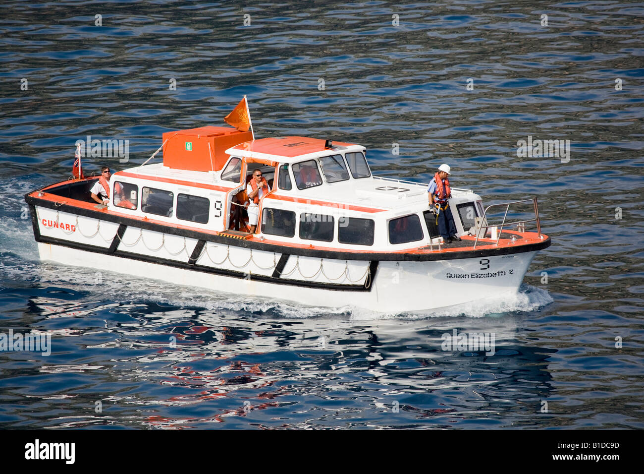 Cunard QE2 ships tender Stock Photo - Alamy