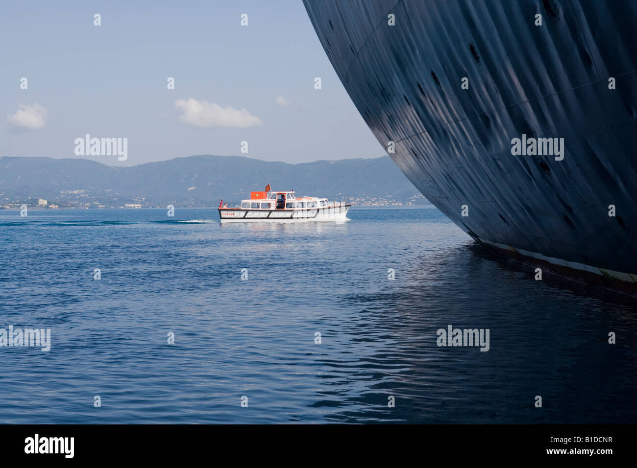 Close up of the Stern of the Cunard QE2 showing the buckling to the ...
