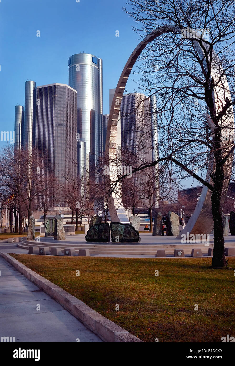Ren Center at Park Arch, Detroit Stock Photo - Alamy