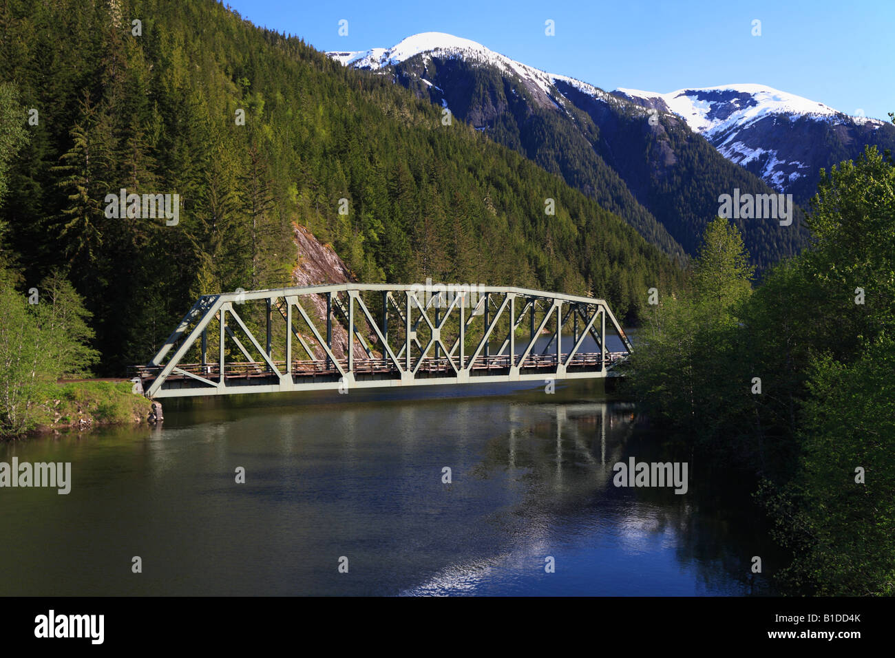 Railway bridge over the Kasiks River between Terrace and Prince Rupert ...