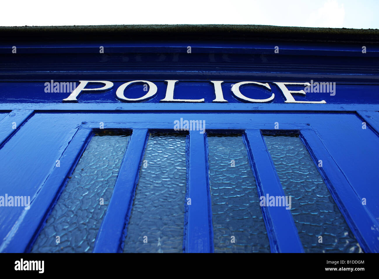 A close up photograph of a blue police box Stock Photo - Alamy