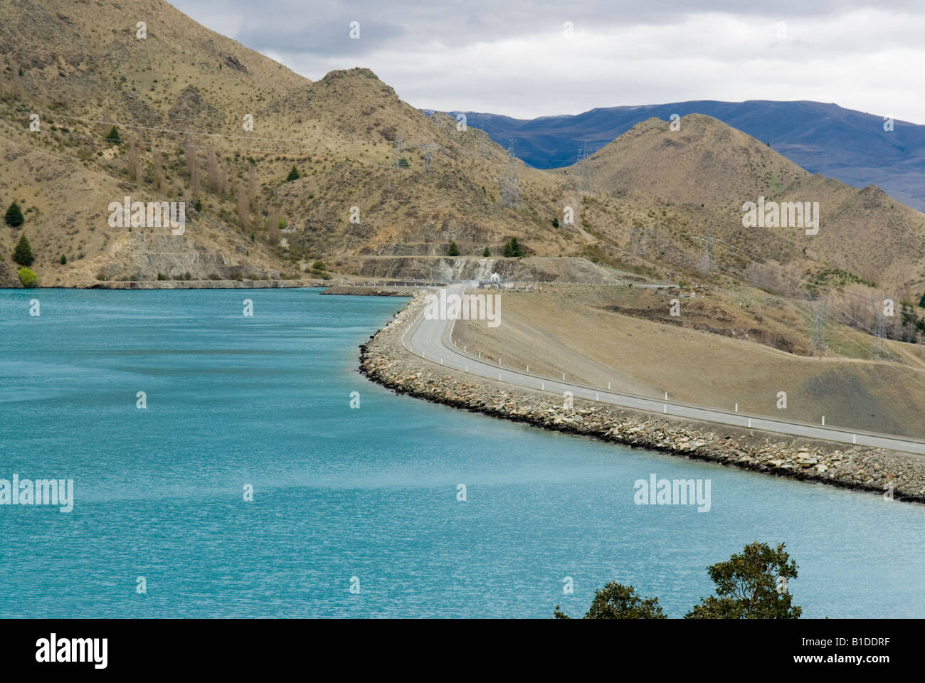 Lake Benmore - held back by Benmore Dam Stock Photo - Alamy