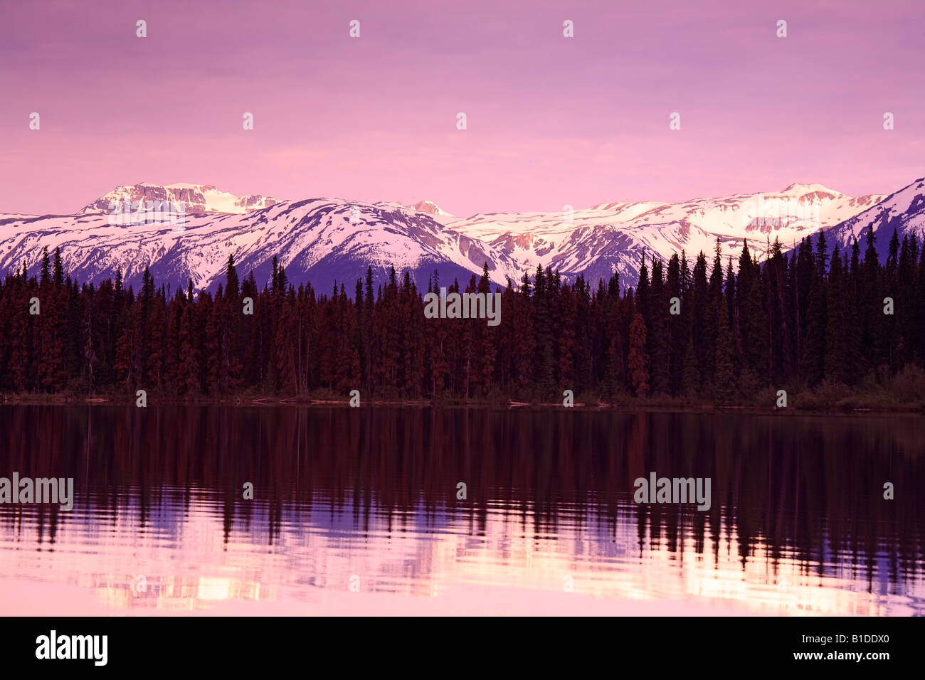 McBride Lake and Morice Range mountains near Morice Lake BC Stock Photo ...