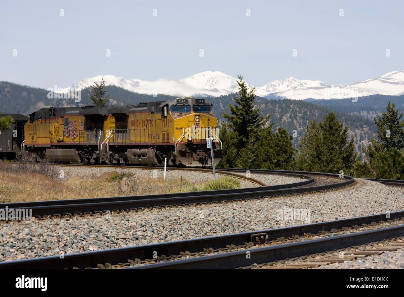 Freight train on the continental divide near Crescent Colorado Stock ...