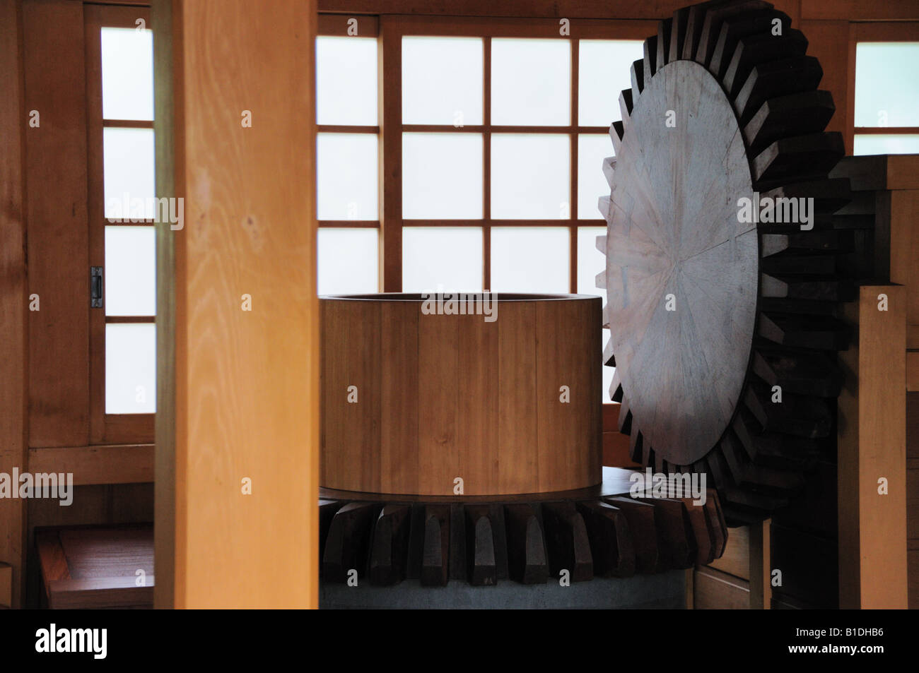 Large wooden cogs of a Chinese mill Stock Photo - Alamy
