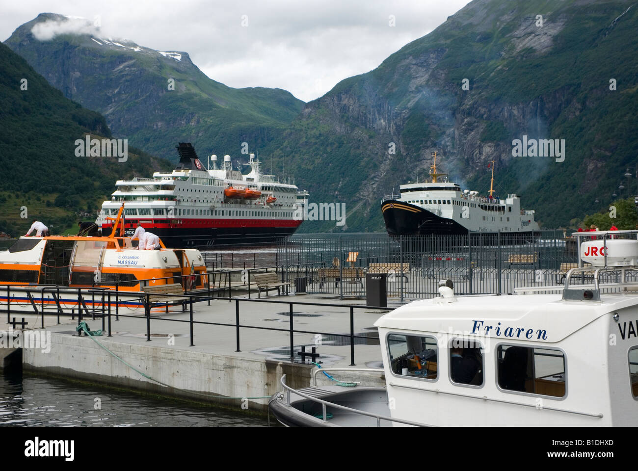 Ferry harbor in Geiranger town Stock Photo - Alamy