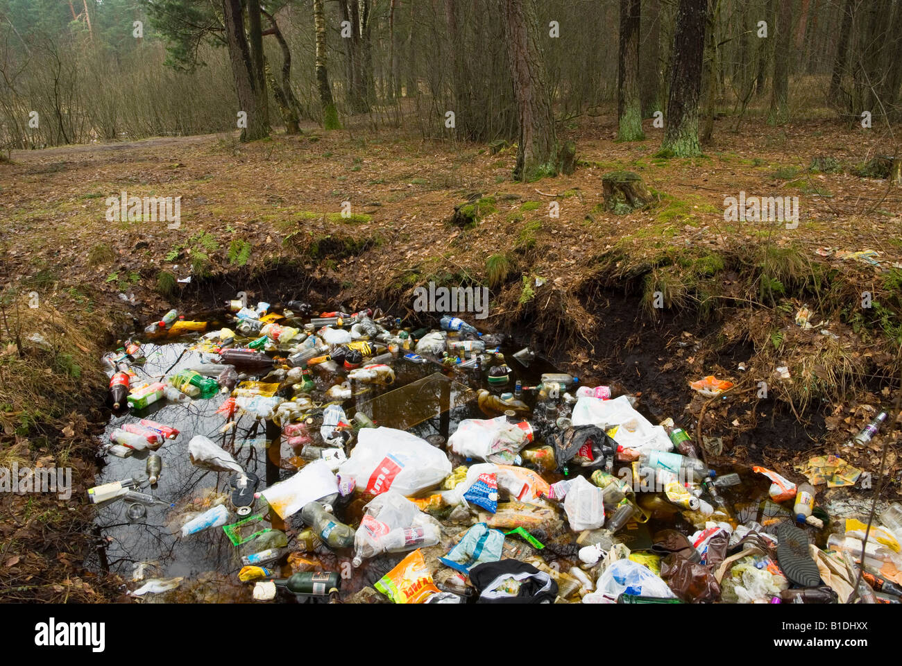 A heap of garbage theown out in the forest Stock Photo - Alamy