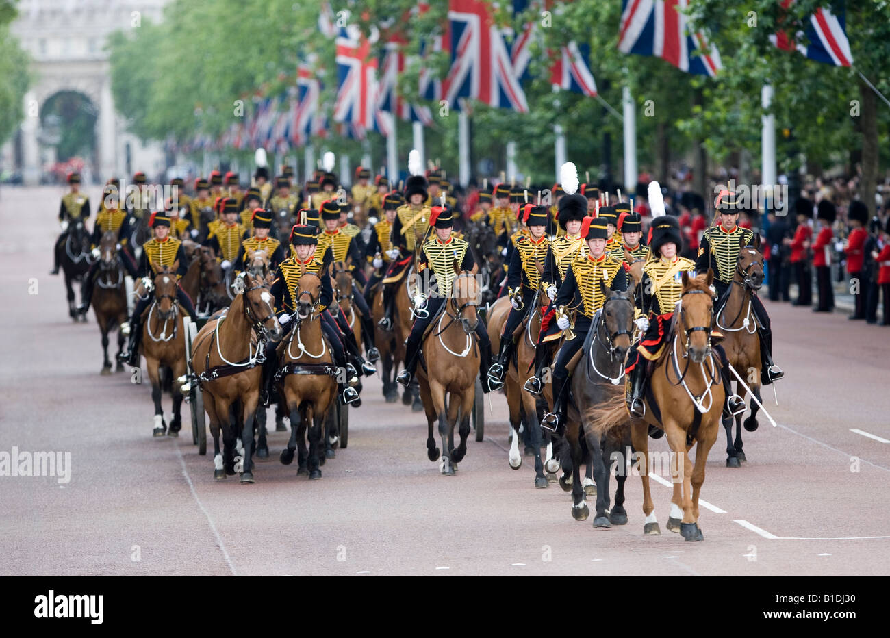Trooping of the Colours 2008 The Royal Artillery Regiment riding in ...
