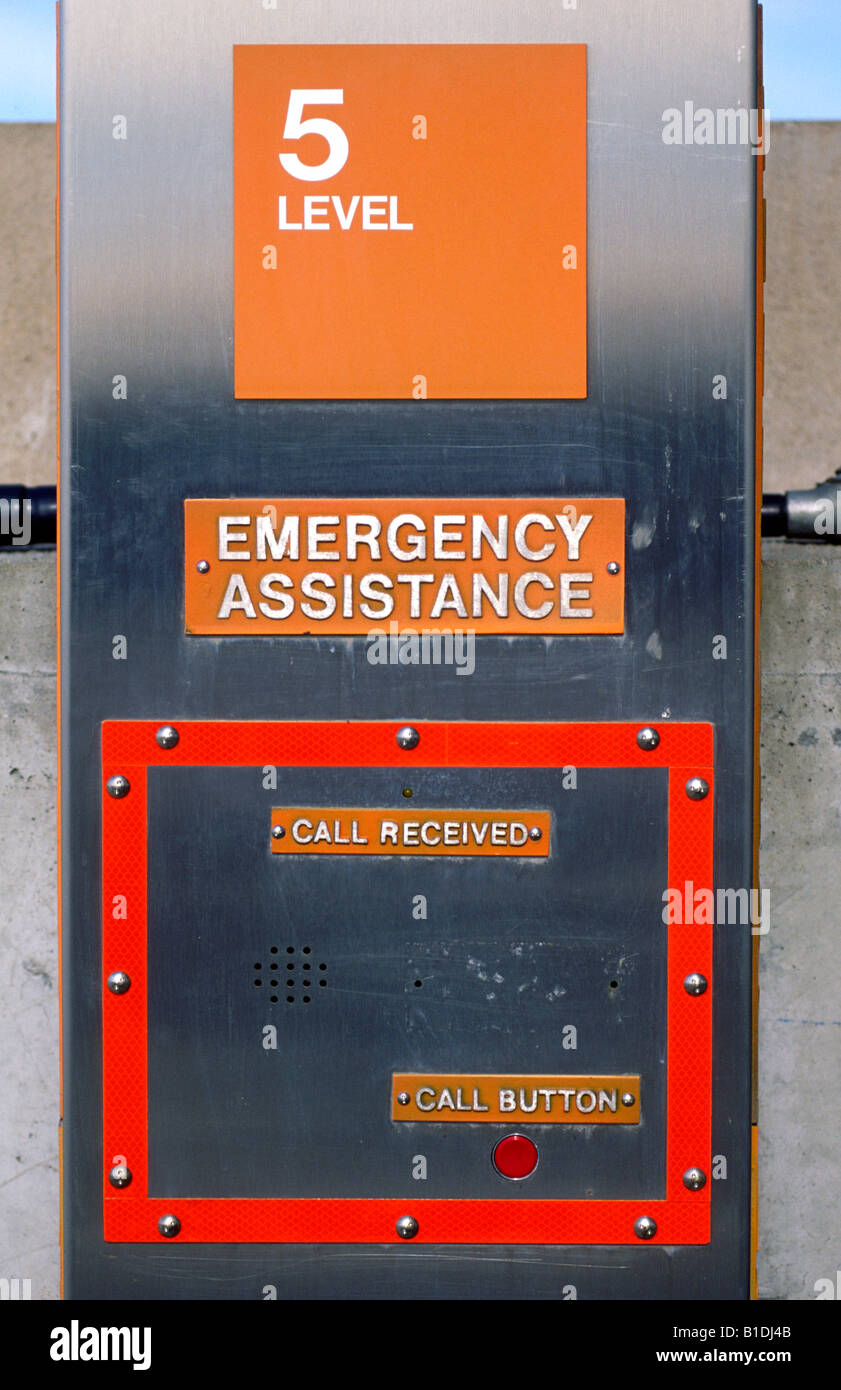 Parking garage emergency call station Stock Photo - Alamy
