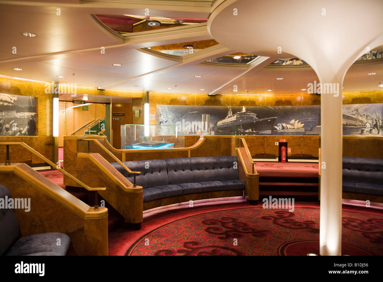 Cunard QE2 reception area on deck 2 Stock Photo - Alamy
