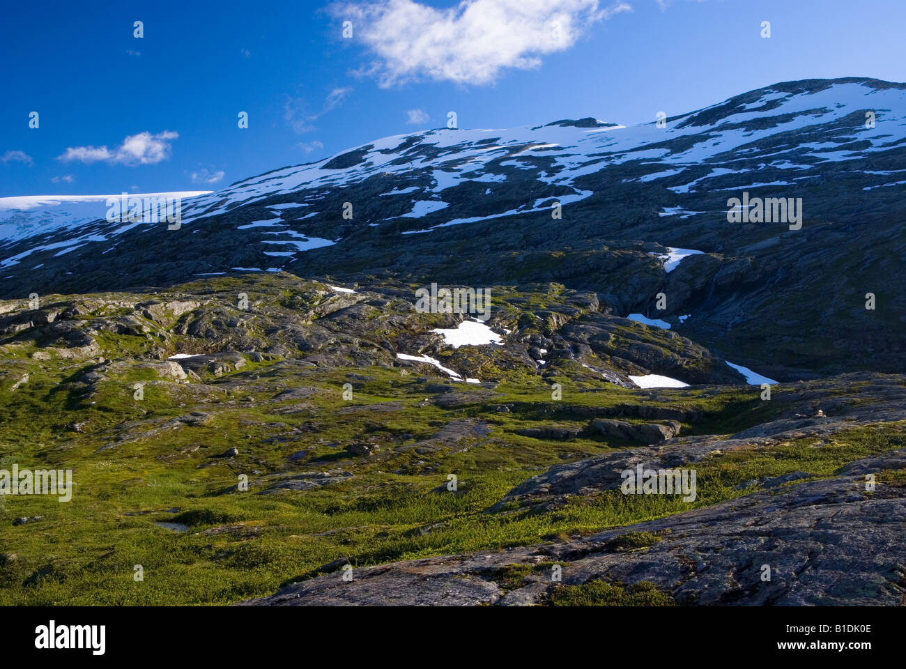 Never melting snow of Scandinavian mauntains Stock Photo - Alamy