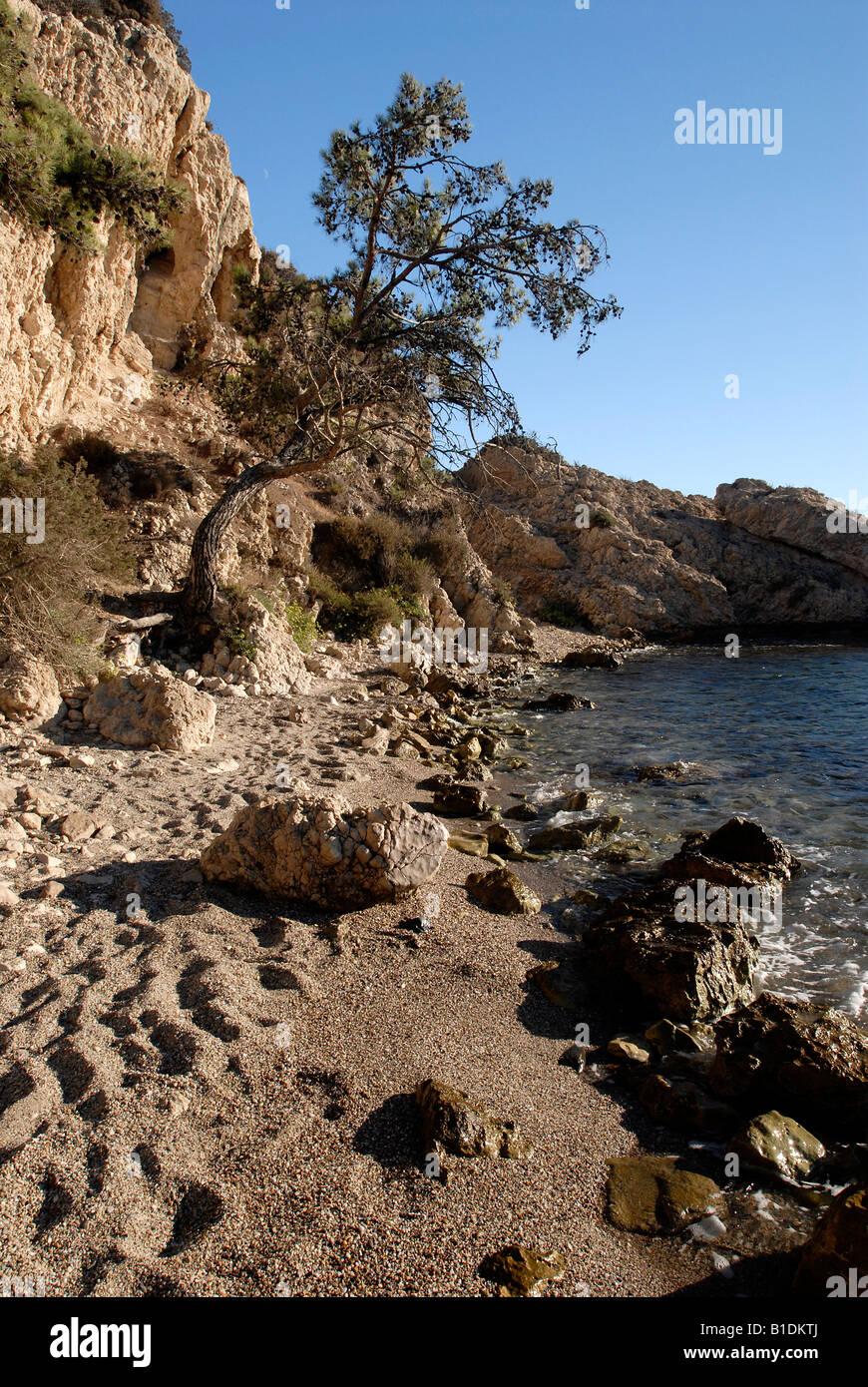 Beautiful afternoon light shining on part of Balos Beach in the south ...