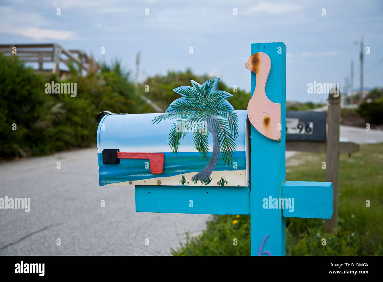 Brightly painted residential mailbox at beach home in New Smyrna Beach ...