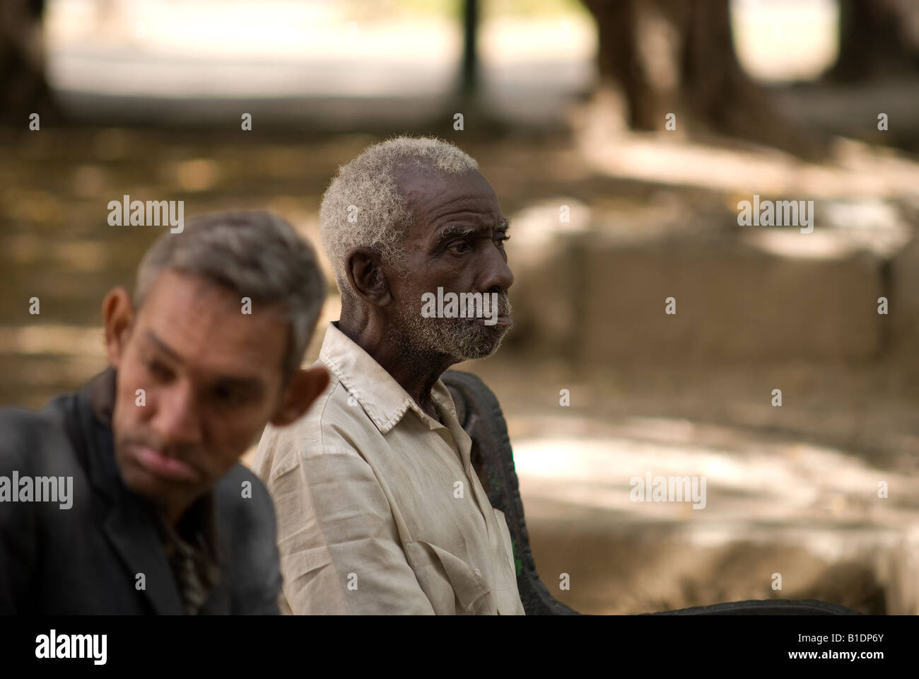 Old cuban men take a rest in a park of La Habana Vieja Stock Photo - Alamy